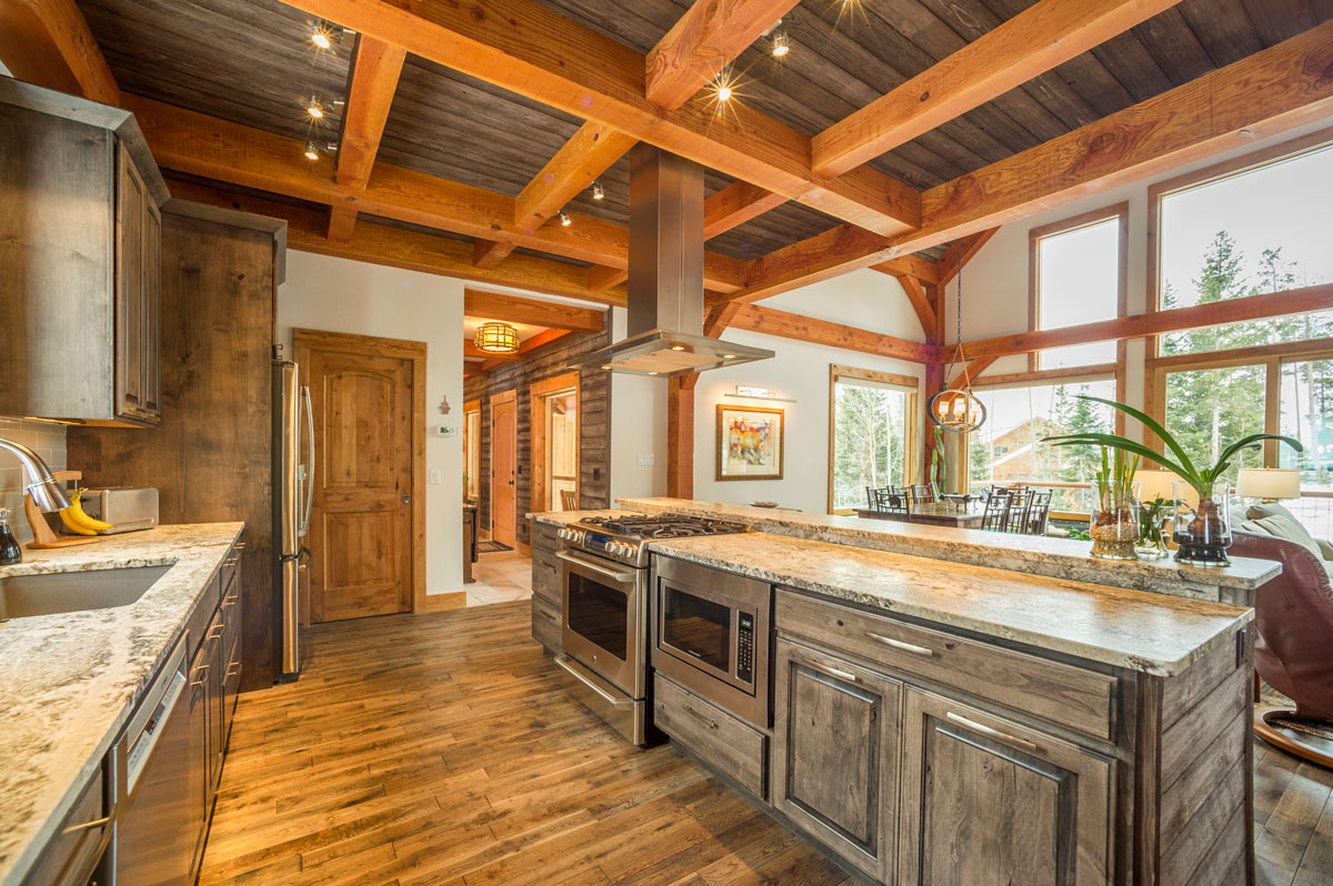 Elk Thistle timber frame kitchen 4 - Colorado Timberframe