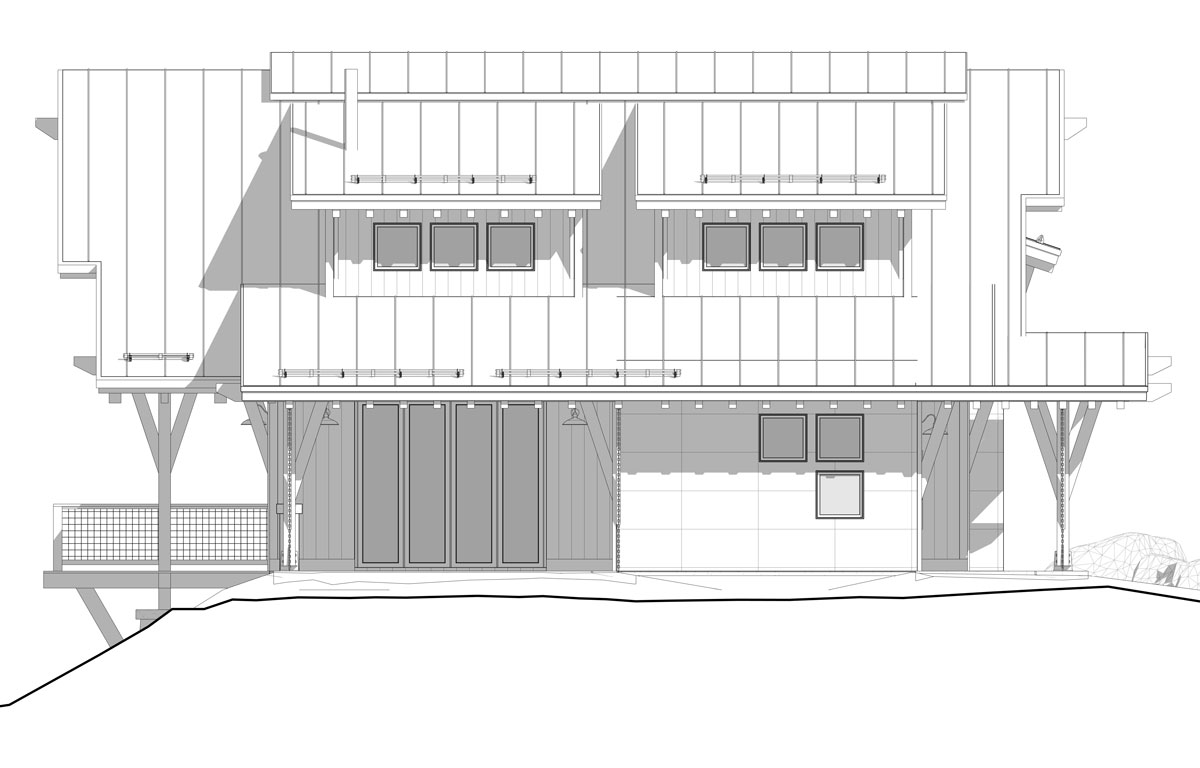 steamstone-cottage-elevation-east - Colorado Timberframe