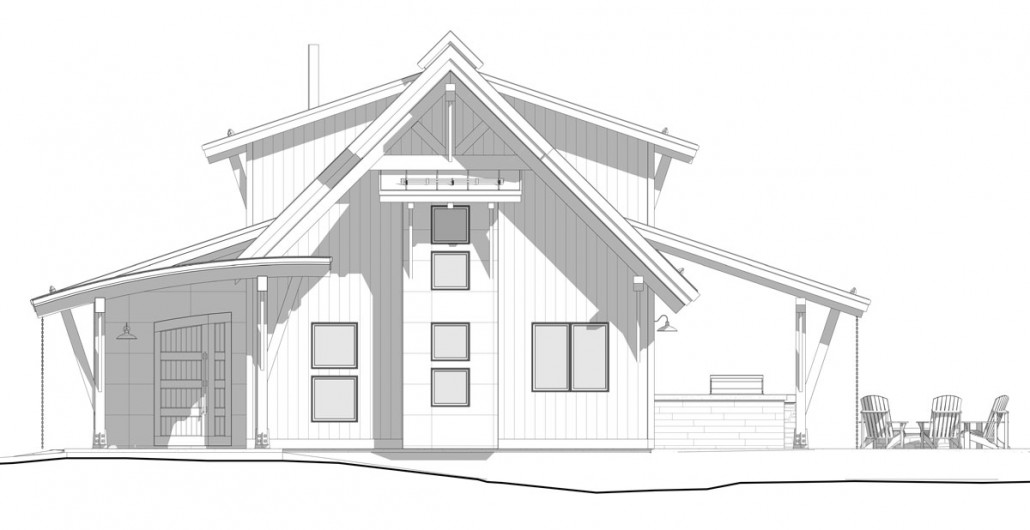 steamstone-cottage-elevation-north - Colorado Timberframe