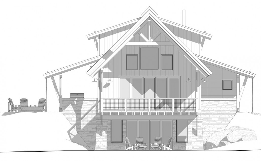 steamstone-cottage-elevation-south - Colorado Timberframe